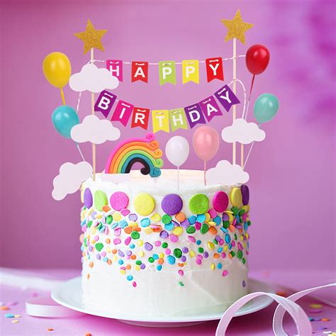 Buy SOPHIE LENA Rainbow Cake Topper Happy Birthday Cake S Pcs Cake Topper Set Colorful