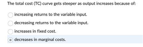 solved the total cost tc ﻿curve gets steeper as output