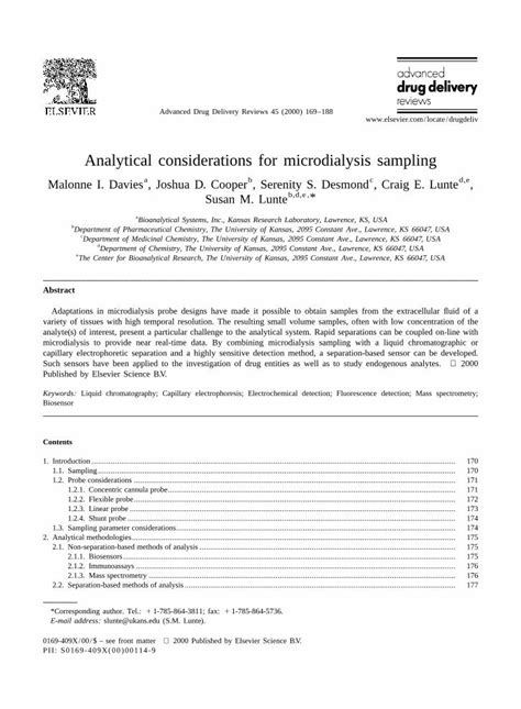 PDF Analytical Considerations For Microdialysis Sampling DOKUMEN TIPS