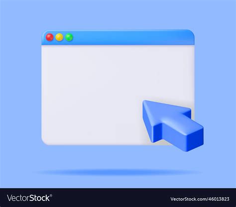 3d Browser Window With Mouse Cursor Royalty Free Vector