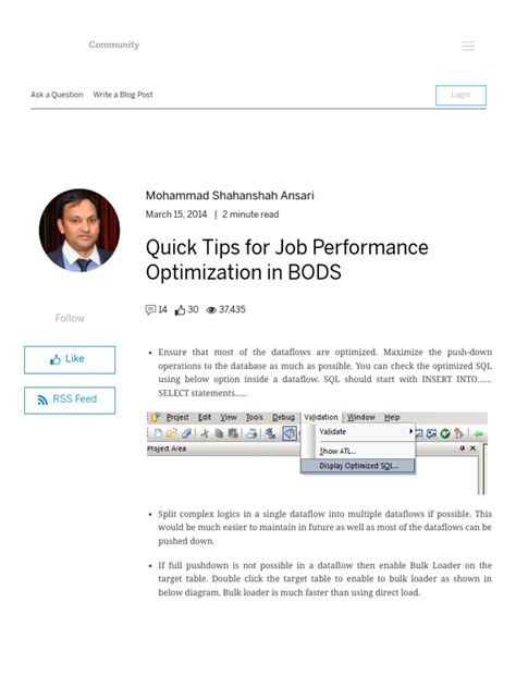 Quick Tips For Job Performance Optimization In Bods Sap Blogs Pdf