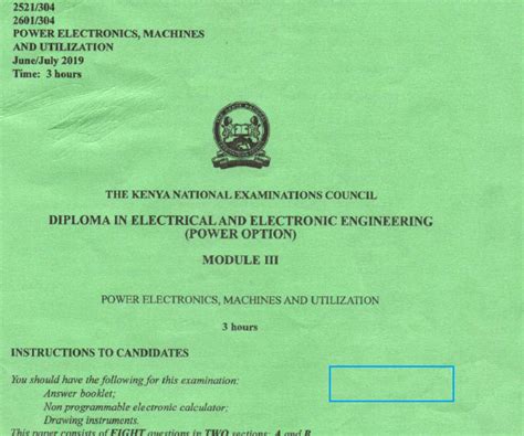 diploma in electrical and electronic engineering module 3 knec past papers ke