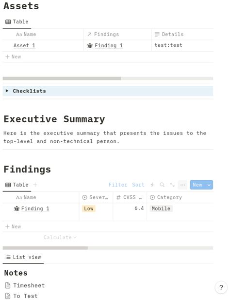 Pentest Organizer Projects Vulns And Clients Notion Template