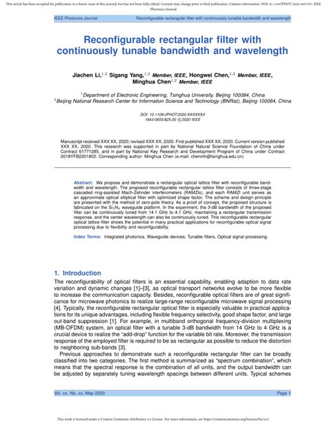 Pdf Reconfigurable Rectangular Filter With Continuously Tunable
