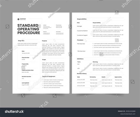 Standard Operating Procedure Template Sop Template Stock Vector