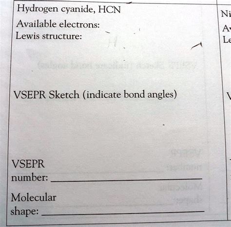 Solved Hydrogen Cyanide Hcn Available Electrons Lewis Structure Ni