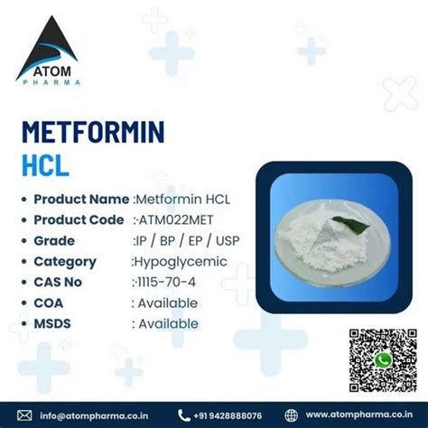 Metformin Hydrochloride Api Grade Standard Medicine Grade 1115 70 4 At ₹ 370 Kg In Surat