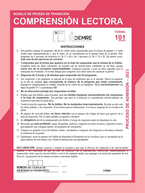 2023 22 03 31 Modelo Comprension Lectora P2023 Pdf Humanidades