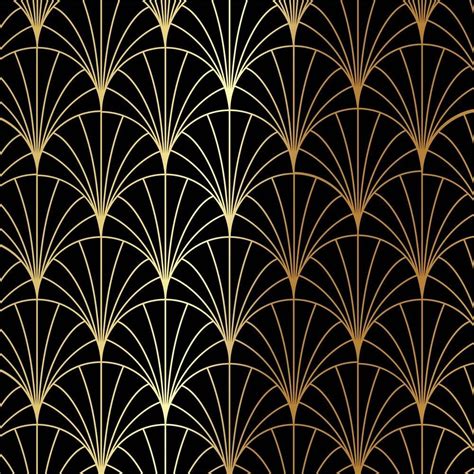 Art Deco Gold Palm Palmette Pattern Great Gatsby 1920s Theme Vector