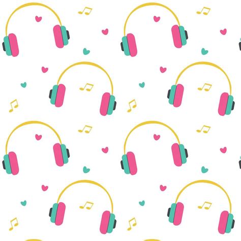 Seamless Pattern With Headphones And Notes Headset Pattern Packaging