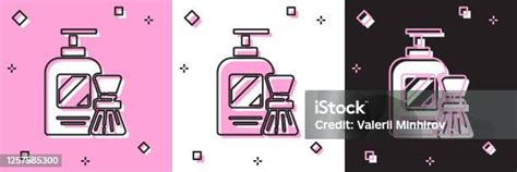 분홍색과 흰색 검은 색 배경에 격리 된 면도 젤 폼과 브러시 아이콘을 설정합니다 면도 크림 벡터 일러스트레이션 0명에 대한 스톡 벡터 아트 및 기타 이미지 Istock