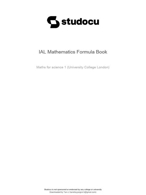 Ial Mathematics Formula Book Pdf Mathematics