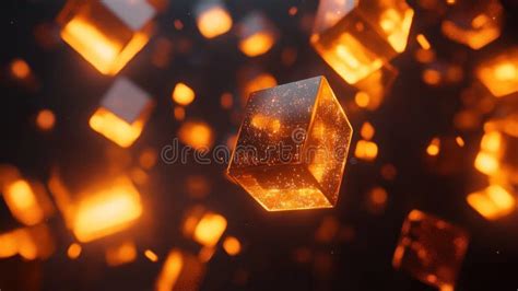 Stunning Luminous Three Dimensional Geometric Arrangements Floating Amidst Luminous Particles