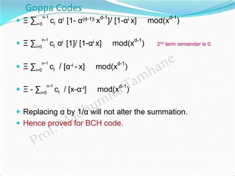 Justesen Codes Alternant Codes Goppa Codes Ppt