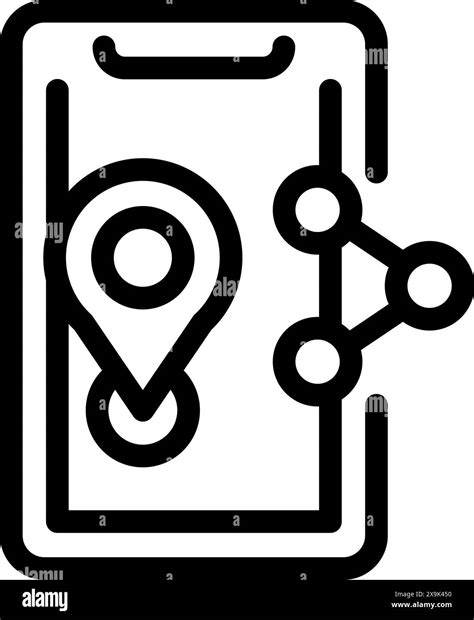 Illustration Of A Mobile Navigation App Icon With Black And White Outline Symbol For Location