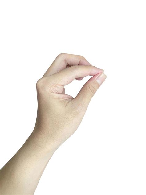 Asian Hand Pinching Gestures Isolated On White Background Stock