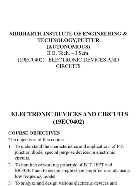 Edc Unit 1 Pdf Pn Junction Diode