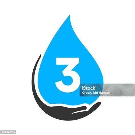 편지 3 손과 물 로고 개념 워터 케어 로고 벡터 템플릿 개념에 대한 스톡 벡터 아트 및 기타 이미지 개념 건강관리와 의술 깨끗한 Istock
