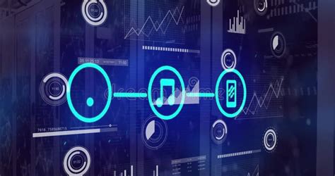 Animation Of Media Icons Over Data Processing And Server Room Stock Video Video Of Technology