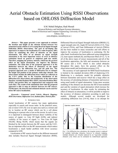 Pdf Aerial Obstacle Estimation Using Rssi Observations Based On Ohloss Diffraction Model