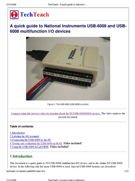 ni usb6009 pdf data acquisition input output
