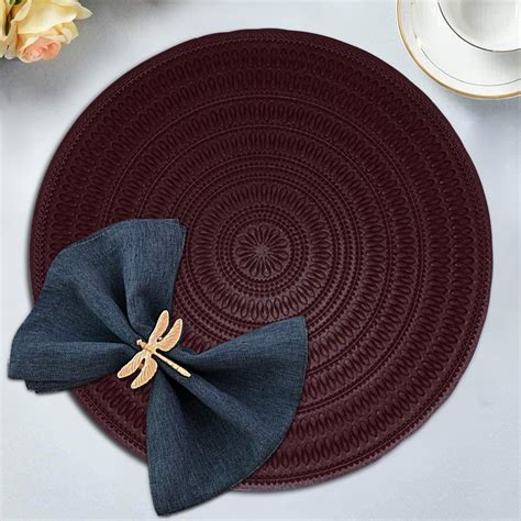Decozen Round Kitchen Placemats Set Of Maroon Inch Pu Material Heat Resistant For