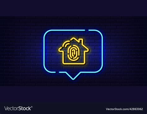 Fingerprint Access Line Icon House Protection Vector Image
