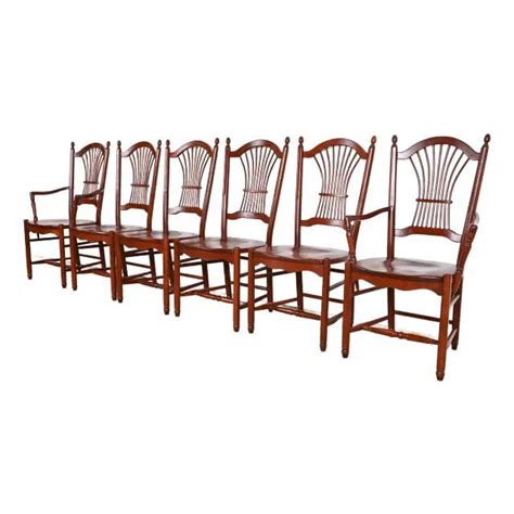 Ethan Allen Style Shaker Solid Cherry Wood Dining Chairs Set Of Six