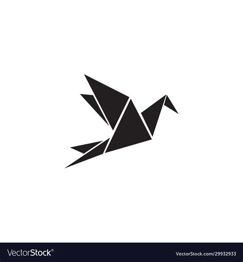 Origami Bird Icon Logo Design Template Royalty Free Vector
