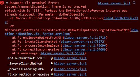 Bug Report There Is No Tracked Object With Id 313 · Issue 1503 · Masastackmasablazor
