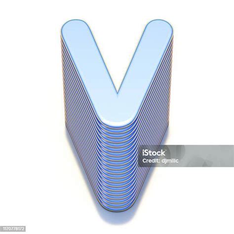 파란색 돌출 글꼴 문자 V 3d 0명에 대한 스톡 사진 및 기타 이미지 0명 3차원 형태 가장자리 Istock