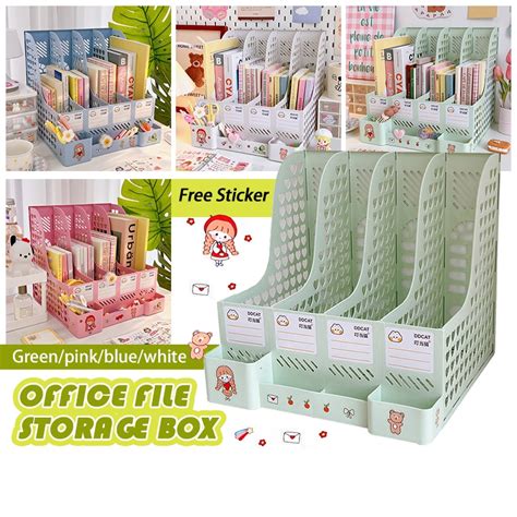 กล่องใส่แฟ้ม 4ช่อง ชั้นวางหนังสือ แฟ้มใส่เอกสาร แฟ้มจัดเก็บ ที่ใส่กระดาษa4 ที่ใส่ปากกา ที่ใส่