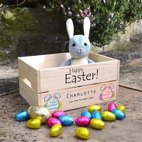 Custom Wooden Crate For Easter Personalised For Egg Hunts And Easter Vm Bespoke