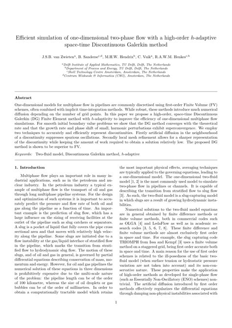 Pdf Efficient Simulation Of One Dimensional Two Phase Flow With A