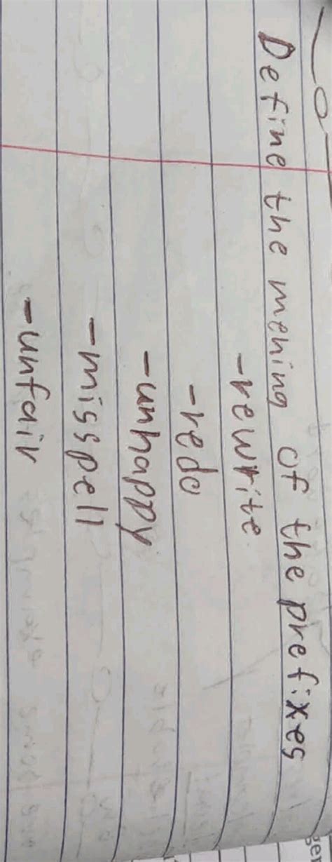 Define The Mening Of The Prefixes Rewrite StudyX