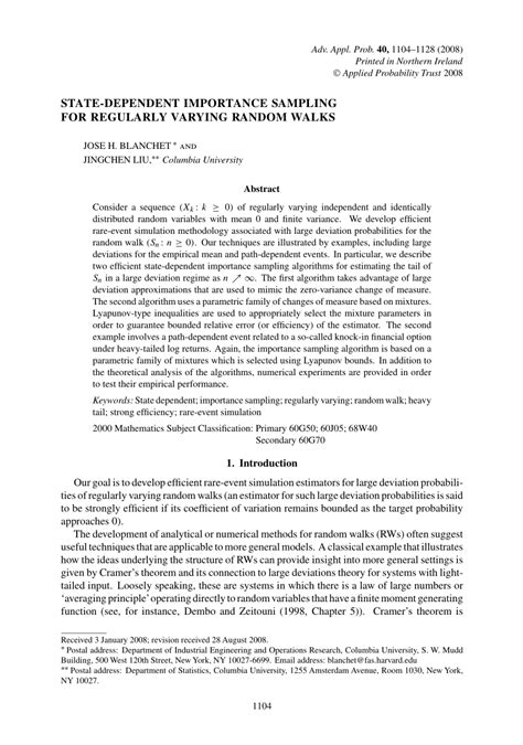 Pdf State Dependent Importance Sampling For Regularly Varying Random Walks