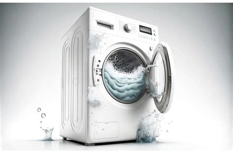 Large White Machine Washing Isolated On White Background Stock
