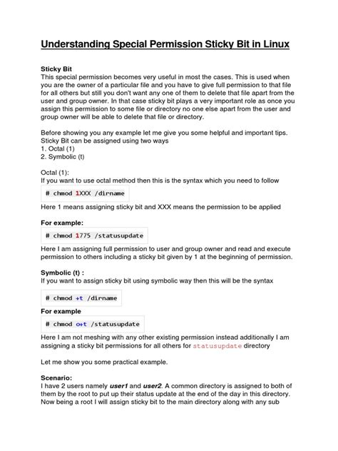 Understanding Special Permission Sticky Bit In Linux Unix Operating