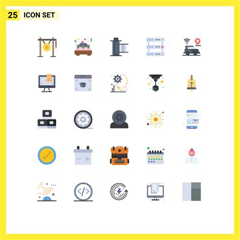 User Interface Pack Of 25 Basic Flat Colors Of Multimedia Database Wedding Reel Movie Editable