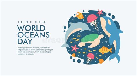 Vector World Oceans Day Background Template Stock Illustration