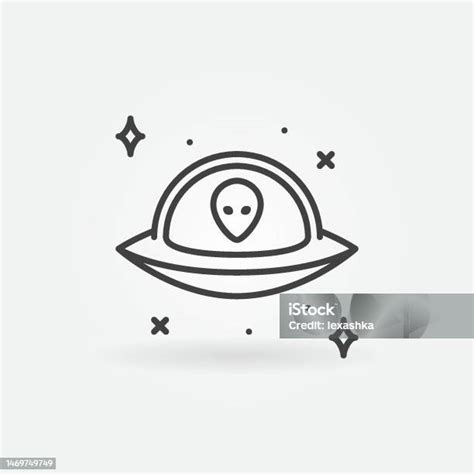 Ufo 벡터 개념의 외계인 얇은 선 아이콘 또는 기호 개념에 대한 스톡 벡터 아트 및 기타 이미지 개념 개념 실재론 날기