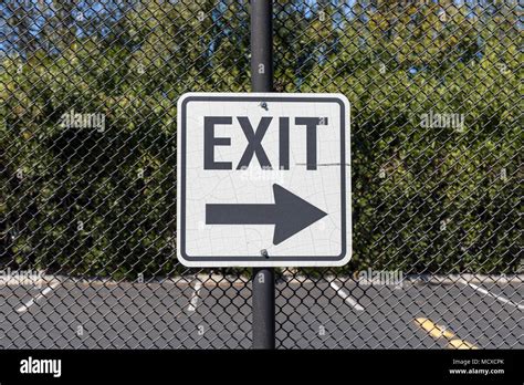 Exit Sign With Arrow Stock Photo Alamy