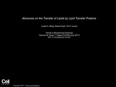 Advances On The Transfer Of Lipids By Lipid Transfer Proteins Ppt