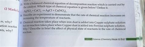 33 Write A Balanced Chemical Equation Of Decomposition Reaction Which Is