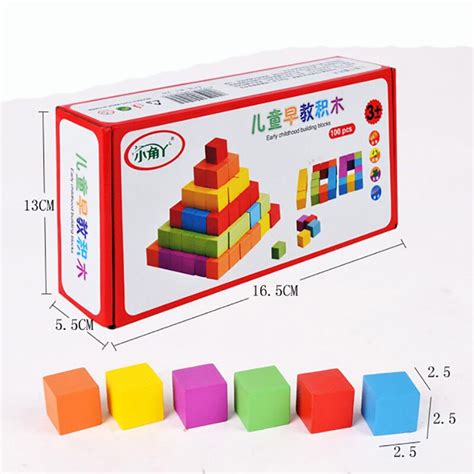 100pcsset Wooden Cube Blocks Colorful Pieces For Grandado