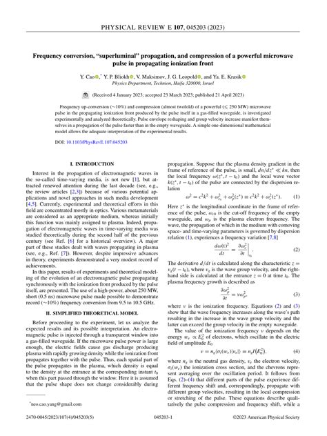 Pdf Frequency Conversion Superluminal” Propagation And Compression Of A Powerful Microwave