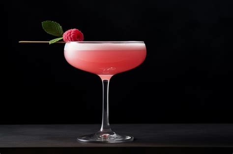 Premium Photo A Pink Cocktail With A Sugar Rim And Raspberry Garnish