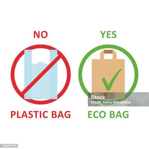 비닐 봉지 예 에코 가방 플라스틱 제품에 의한 오염으로부터 환경을 보호하는 개념 생태학의 문제 디자인 및 웹을 위해 흰색 배경에 격리된 벡터 일러스트레이션입니다 플라스틱에