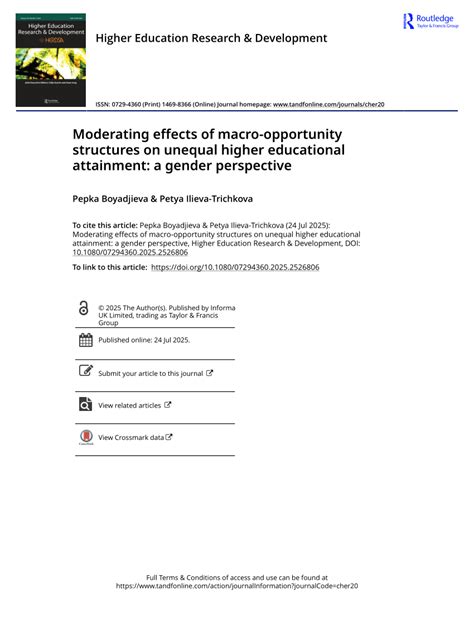 Pdf Moderating Effects Of Macro Opportunity Structures On Unequal