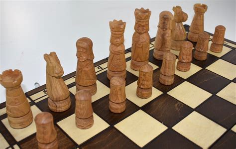 Chess Set Handmade Extra Large Wooden Cherry Tree 60 X 60 Sculptured
